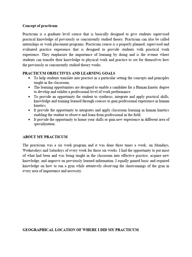 My Practicum Report | PDF | Strength Training | Physical Fitness