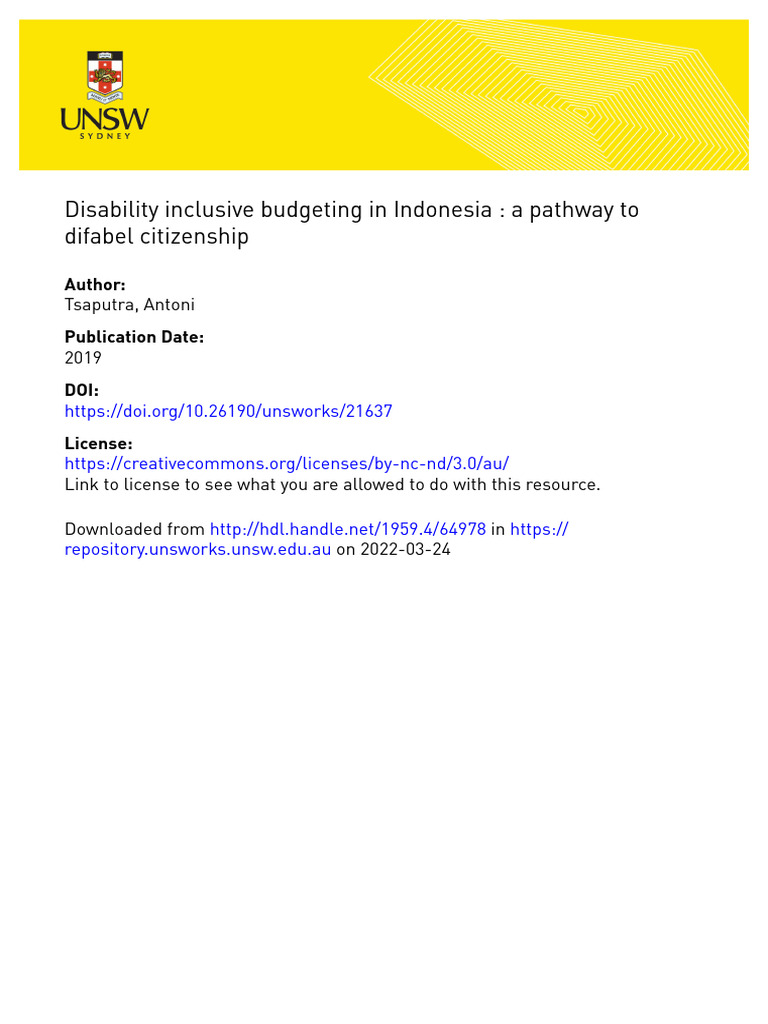 Budget Indon Disab | PDF | Disability | Thesis