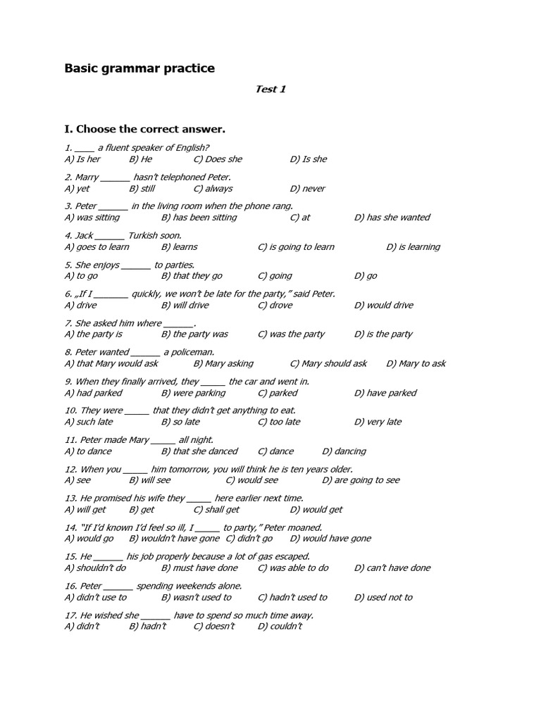 Basic Grammar Practice - 3 | PDF