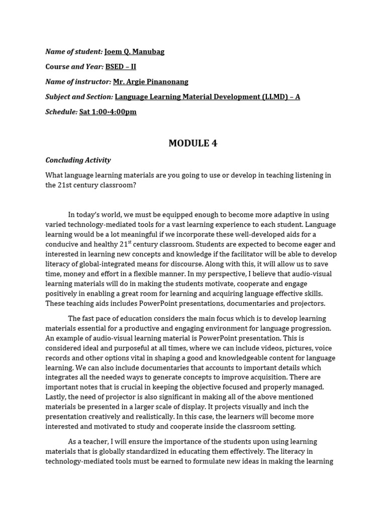 Module-4 LLMD Manubag | PDF | Learning | Teachers