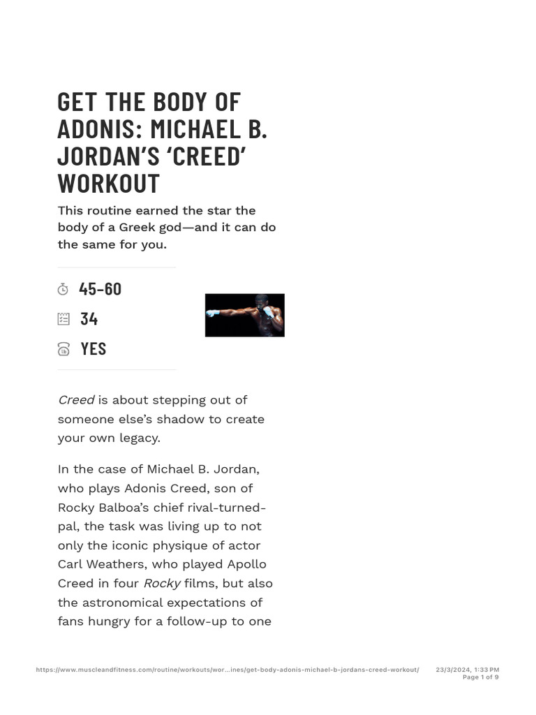 Get The Body of Adonis - Michael B. Jordan's 'Creed' Workout - Muscle ...