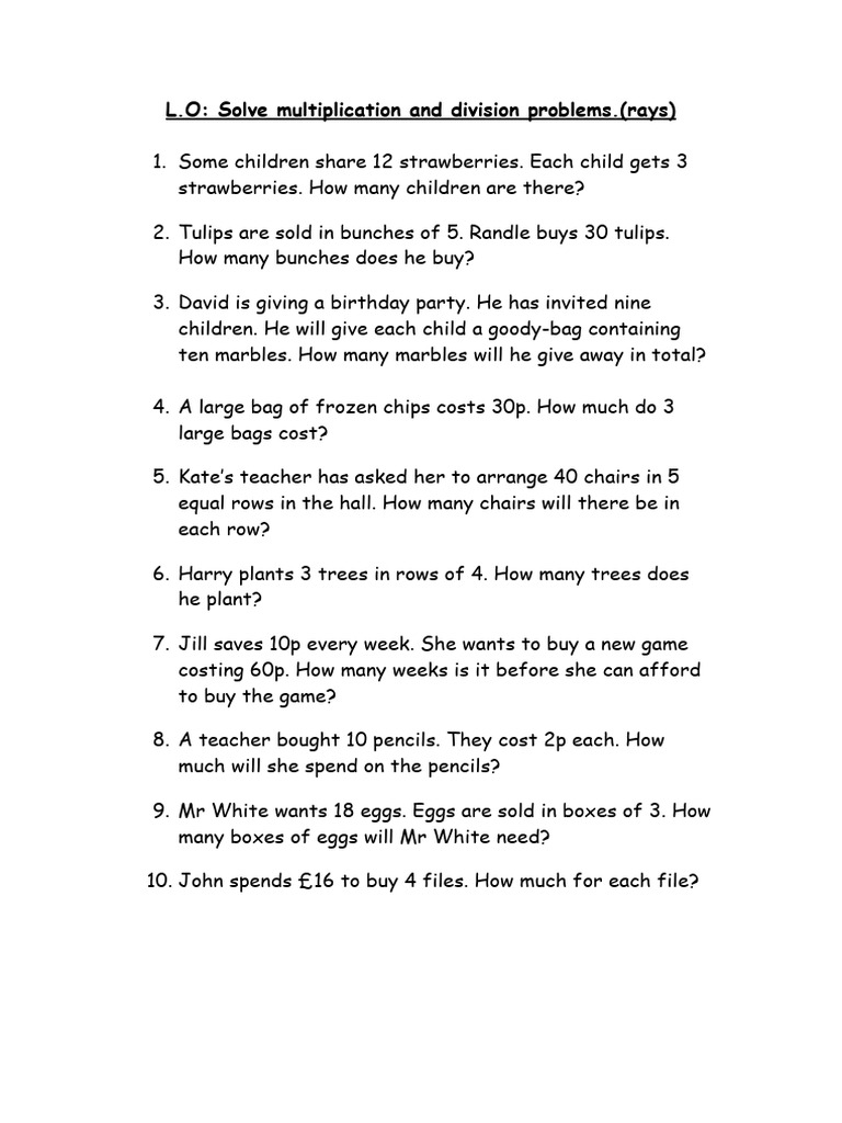 Mult and Div Problems | PDF