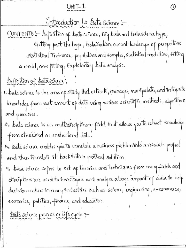 IDS Unit-1-Handwritten | PDF