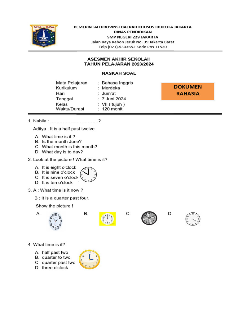 Asat Genap English Kelas 7 2024 | PDF | Bedroom