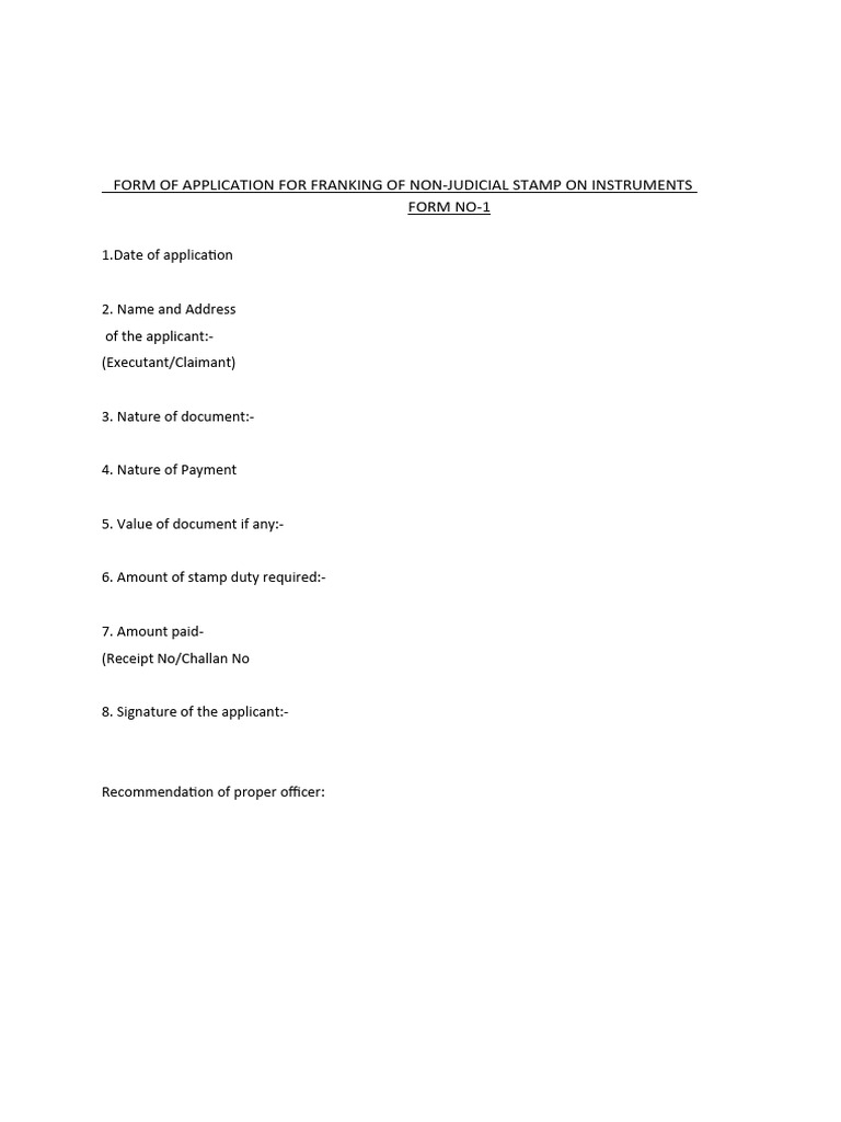 Form of Application for Franking of Non | PDF