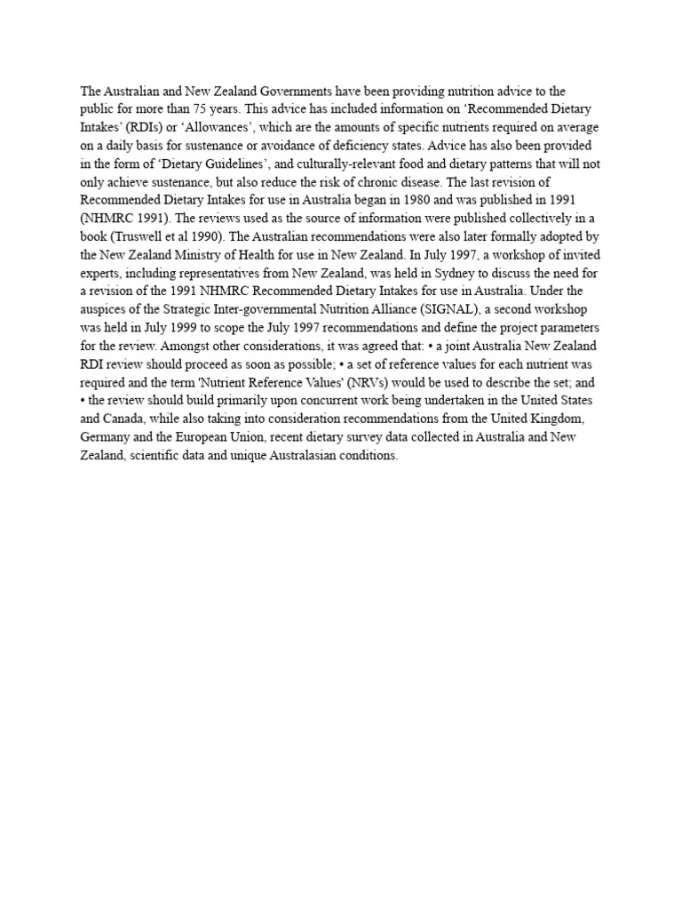 Australia Nz Nutrient Reference Update Pdf 4308