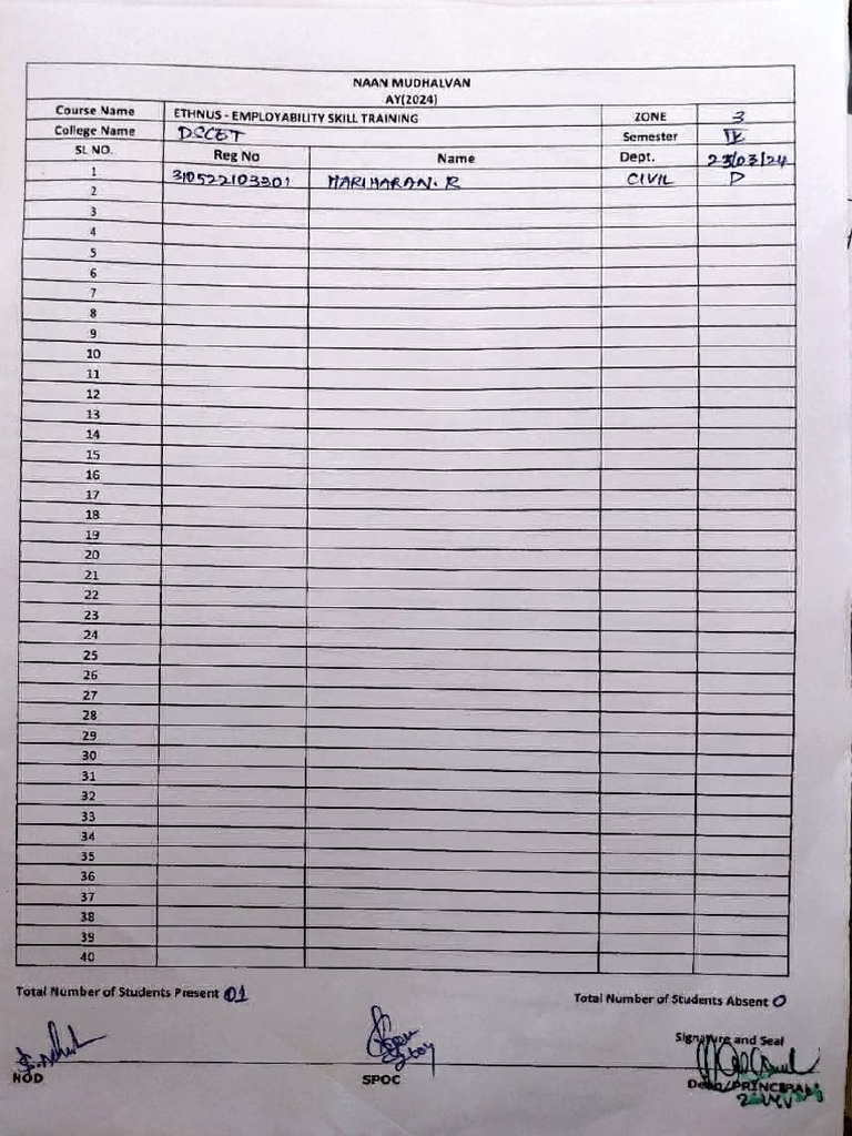 NM Week 1 Attendance | PDF