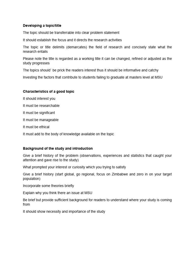 Developing A Topic | PDF | Hypothesis | Methodology