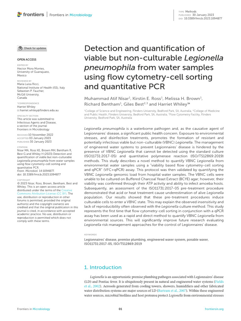 2023 - Nisa - Legionella VBNC | PDF | Real Time Polymerase Chain Reaction | Biology
