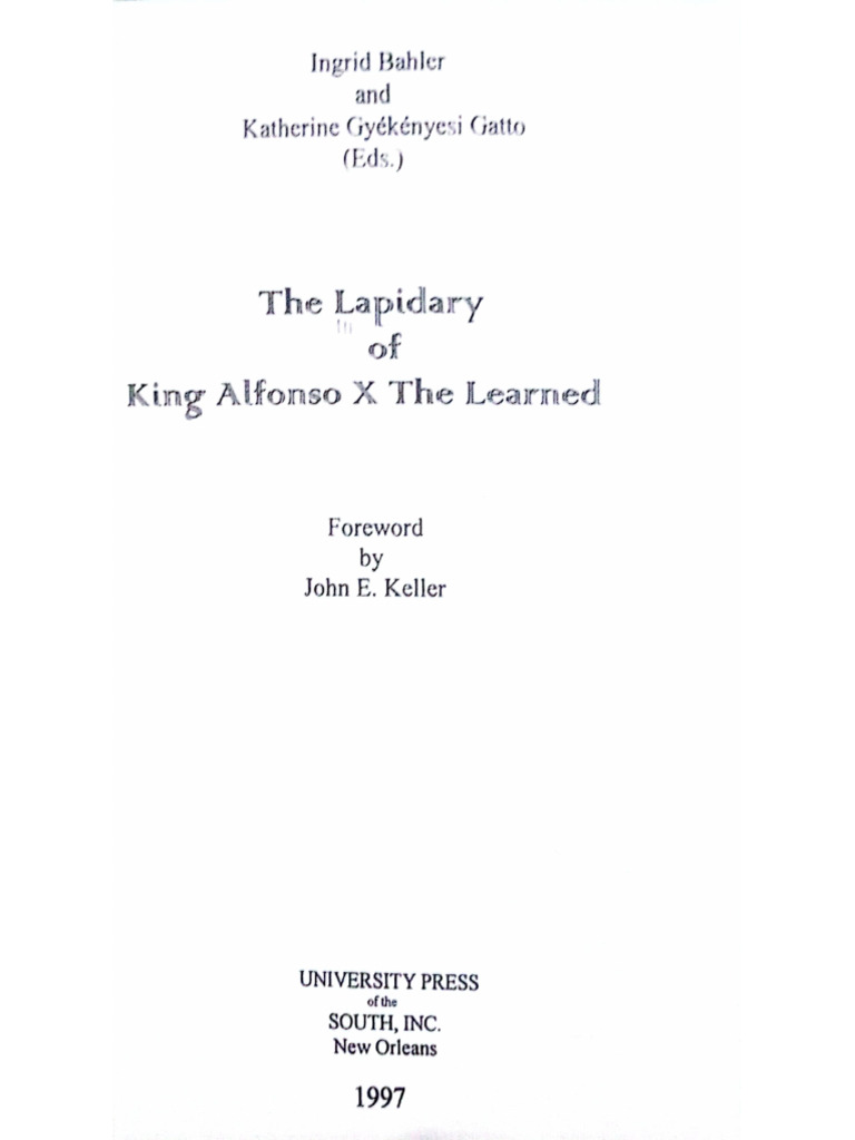 The Lapidary of King Alfonso X the Learned - Ingrid Bahler - Katherine ...