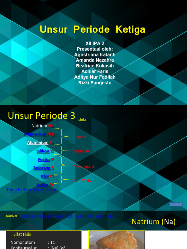 Unsur Periode Ketiga: Sifat dan Kegunaan | PDF | Teknologi & Rekayasa