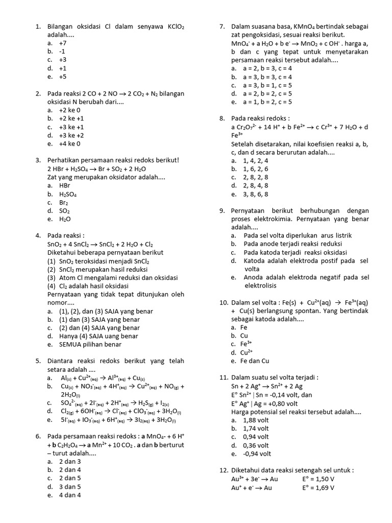 Bilangan Oksidasi dan Reaksi Redoks | PDF