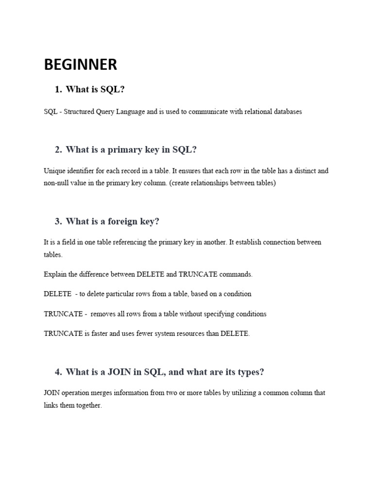 SQL Questions | PDF | Database Index | Database Transaction SQL Questions | PDF | Database Index | Database Transaction