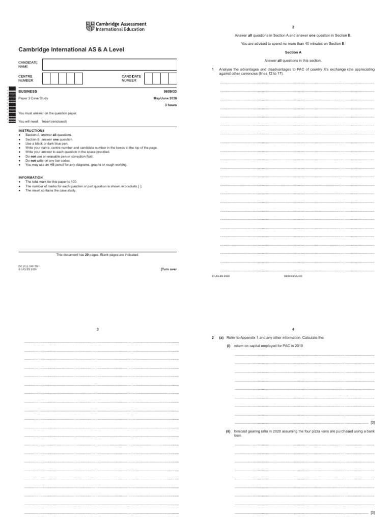 9609 - 33 Paper 3 May - June 2020 | PDF | Economies | Money