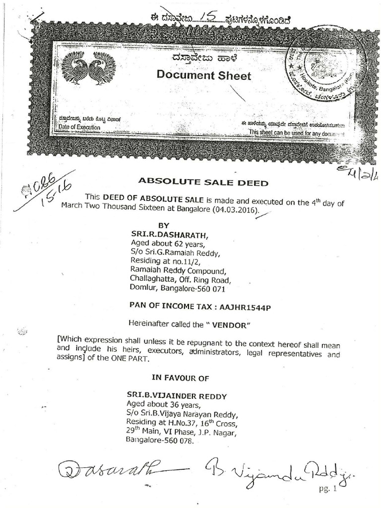 Absolute Sale Deed | PDF