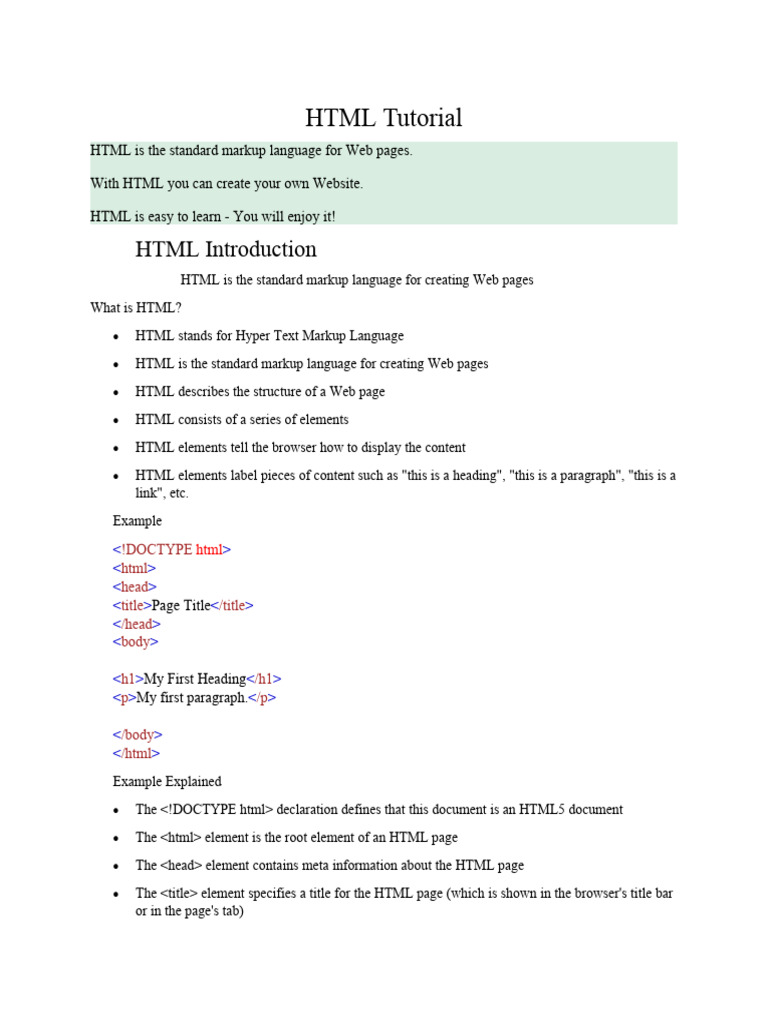 Introduction | PDF | Html | Html Element