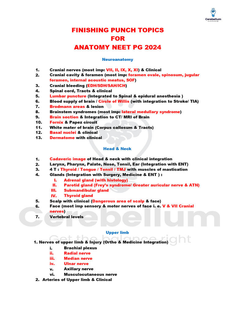 Finishing Punch of ANATOMY by Dr. SKV | PDF | Human Leg | Abdomen