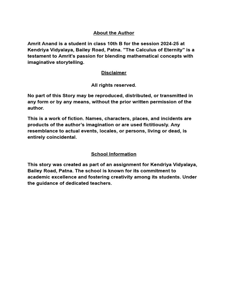 The Story of Calculus of Eternity | PDF | Mathematics | Calculus