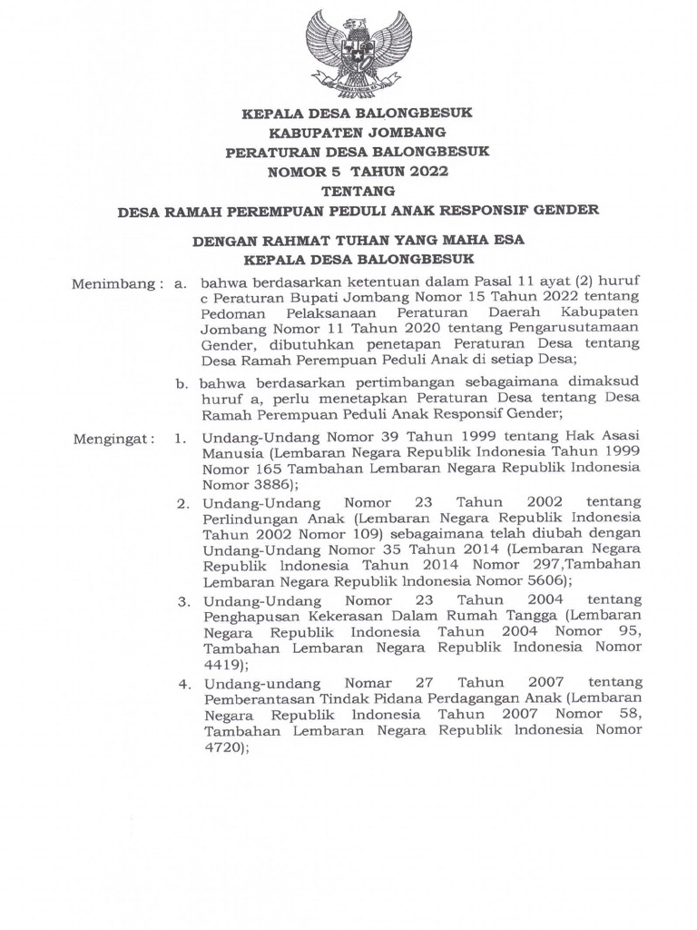 Perdes DRPPA Balongbesuk | PDF