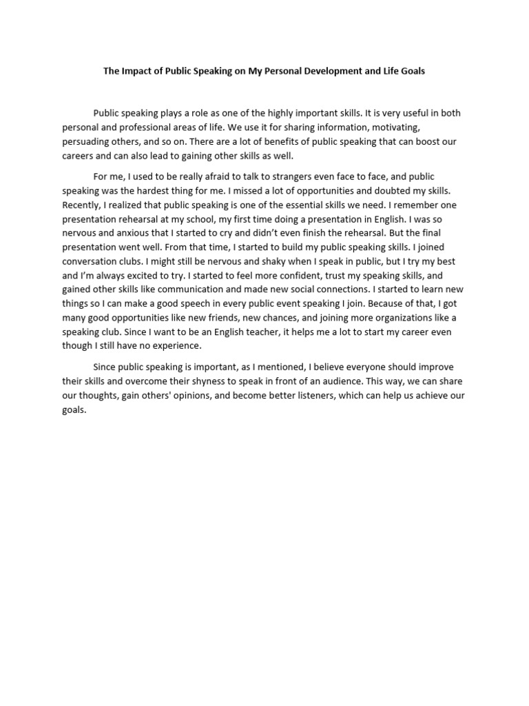 Public Speaking: Key to Personal Growth | PDF