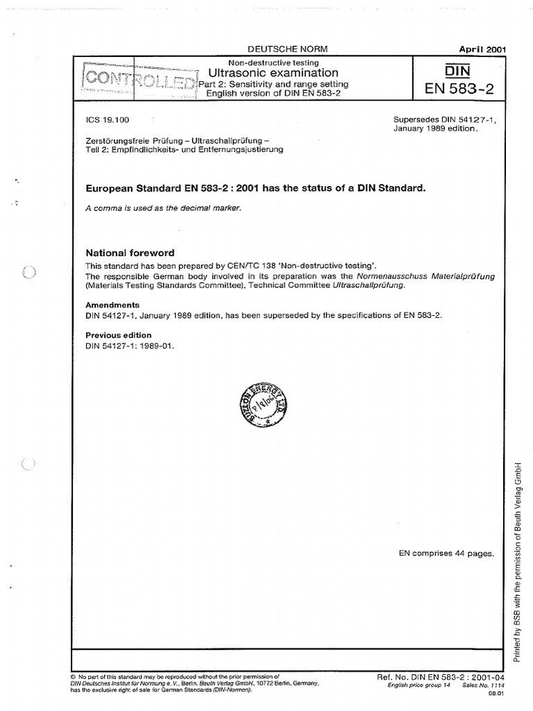 Din en 583-2-2000 | PDF