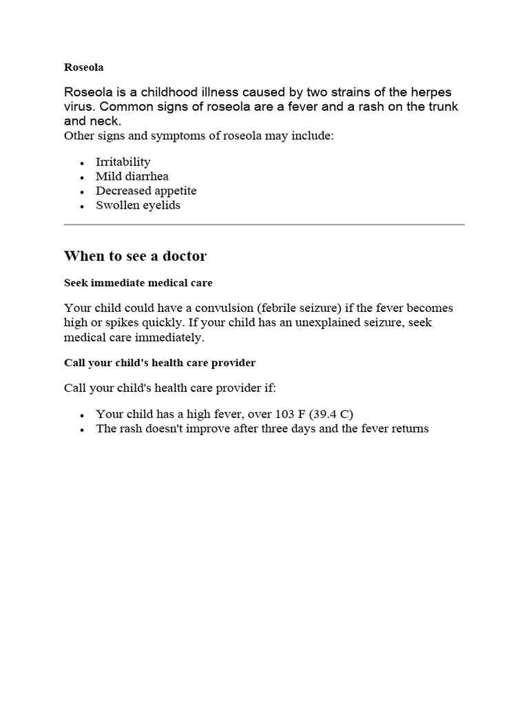 Roseola Things | PDF