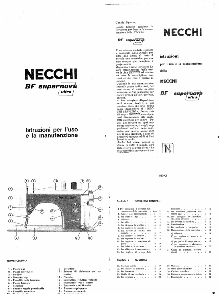 Necchi BF Supernova Ultra Sewing Machine | PDF