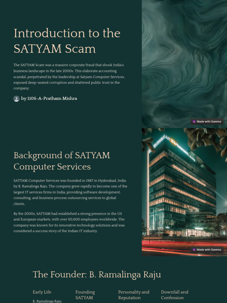 Introduction To The SATYAM Scam | PDF | Business | Economies