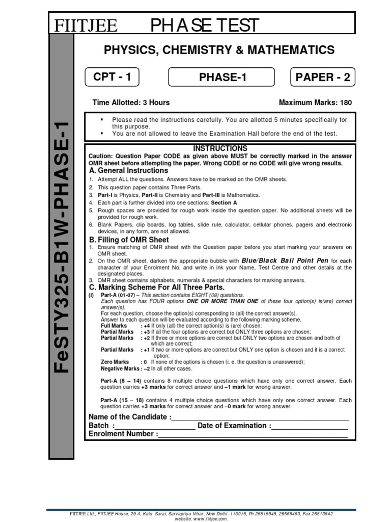 Jee Advanced Paper - 2 - XI | PDF | Acceleration | Velocity