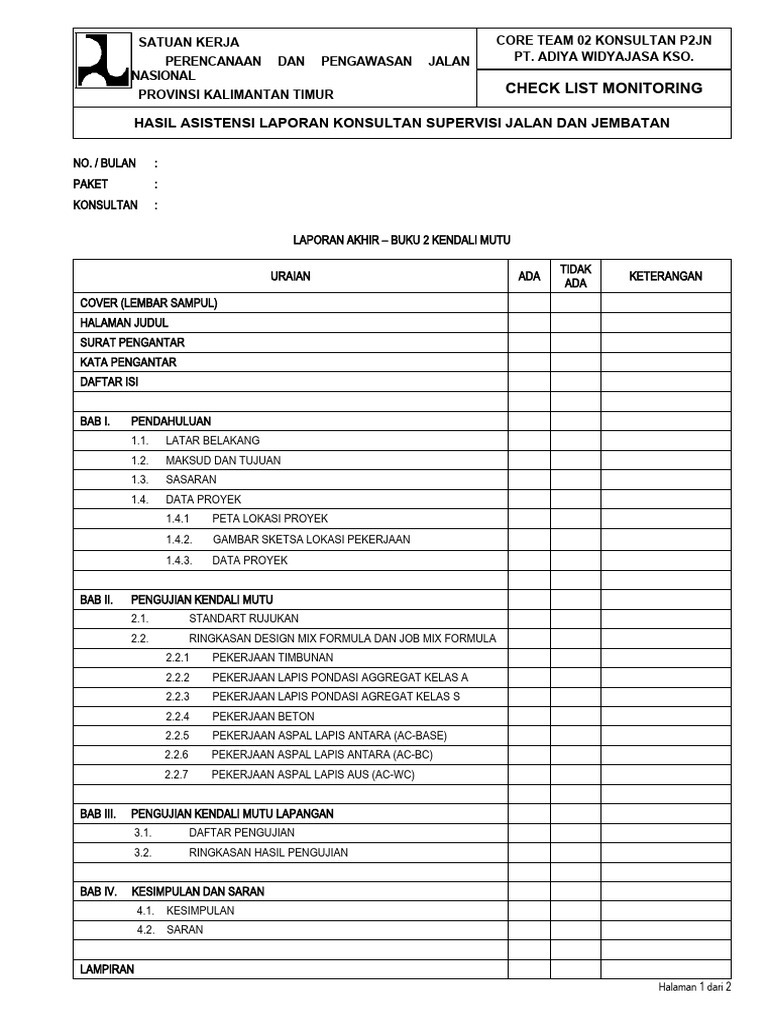 OutLine Lap. Akhir Buku II Mutu | PDF | Teknologi & Rekayasa