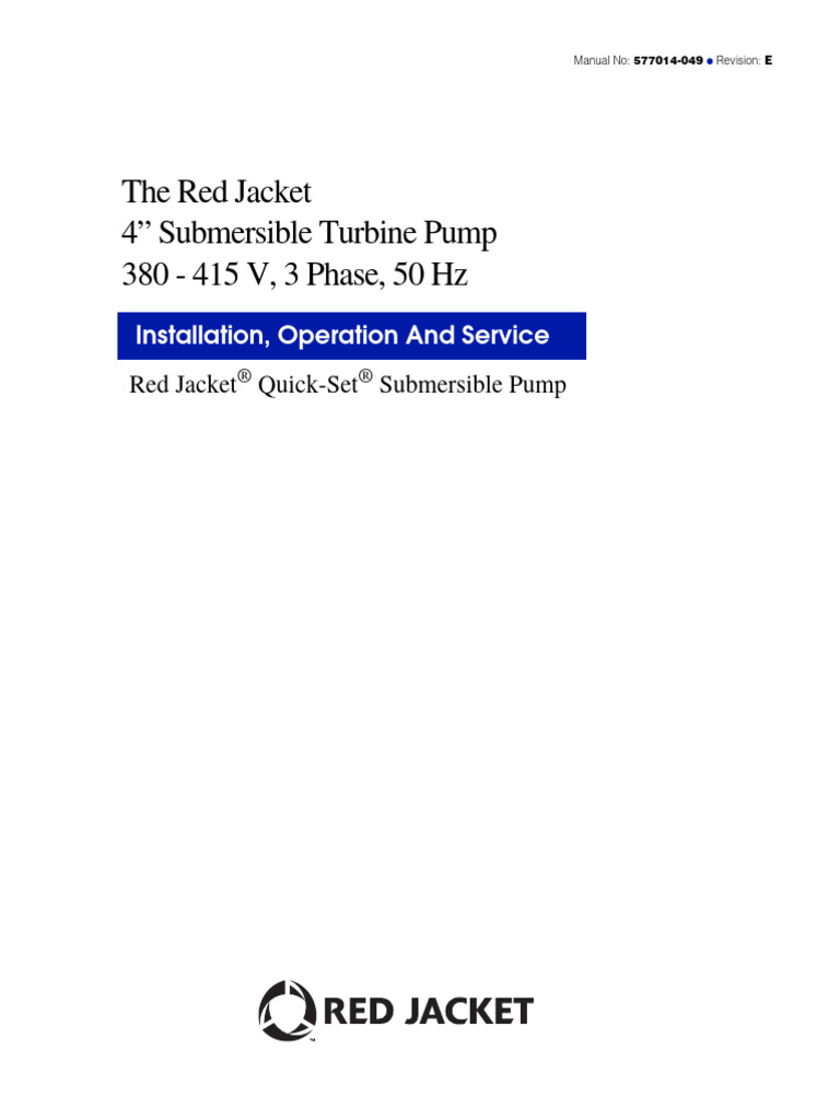 RJ 4'' Manual 577014-049 | PDF | Electrical Connector | Pump