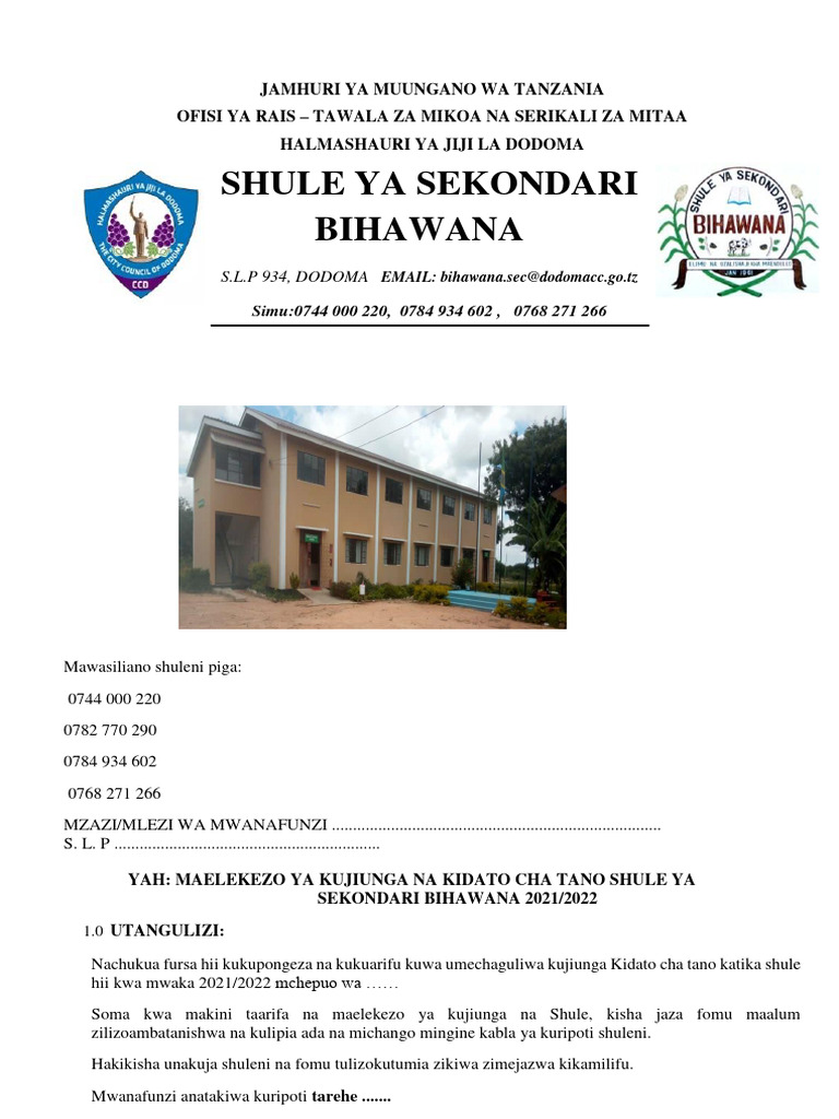 Form Five Joining Instuctions 2021-2022 | PDF