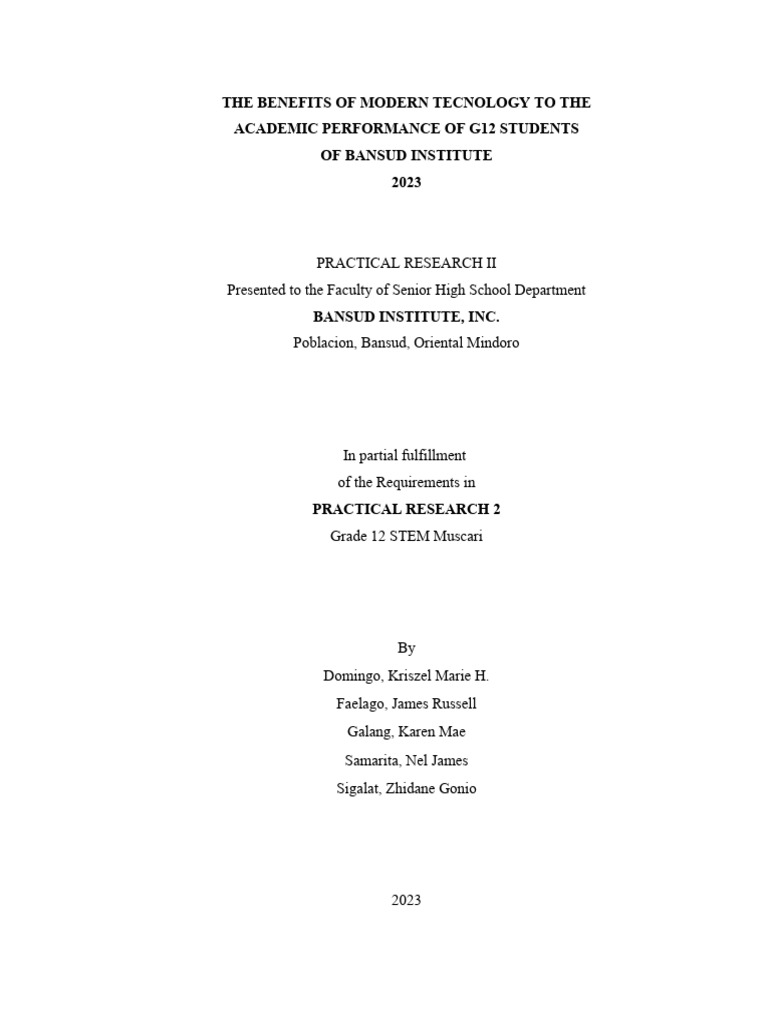 Modern Technology's Impact on G12 Learning | PDF | Educational ...