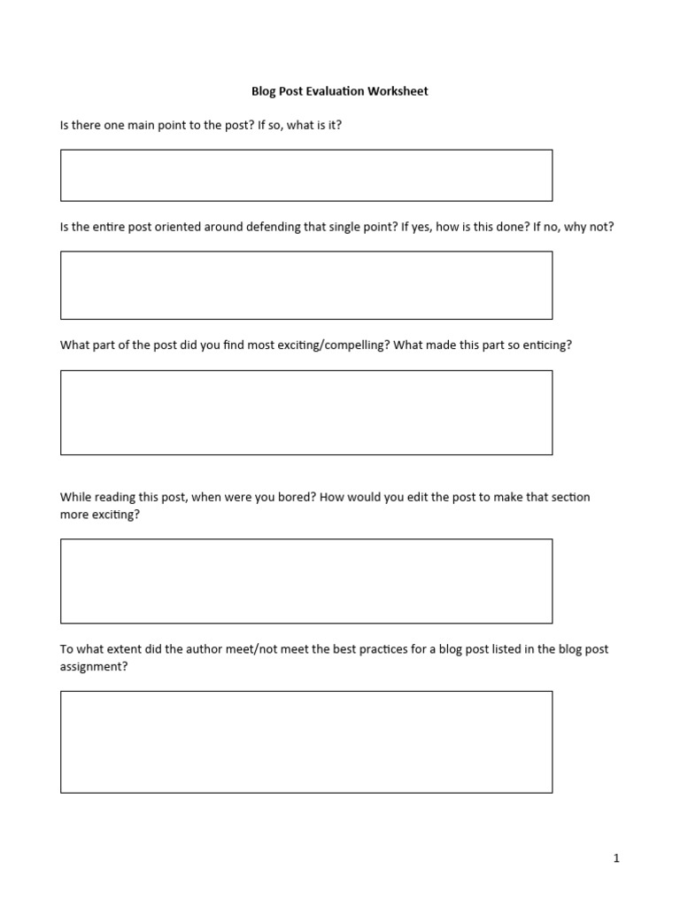 Blog Post Evaluation Checklist | PDF | Science & Mathematics