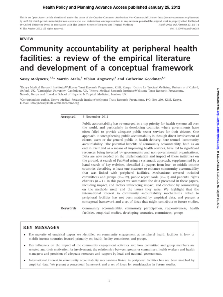 Community Accountability in Health Facilities | PDF | Accountability ...