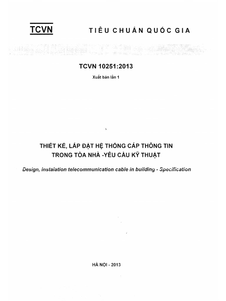 Tieu Chuan TCVN 10251 2013 Yeu Cau Ky Thuat Doi Voi He Thong Cap Thong Tin Trong Toa Nha | PDF