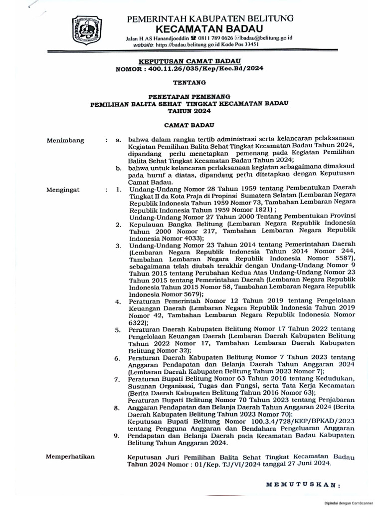 sk pemenang balita sehat | PDF