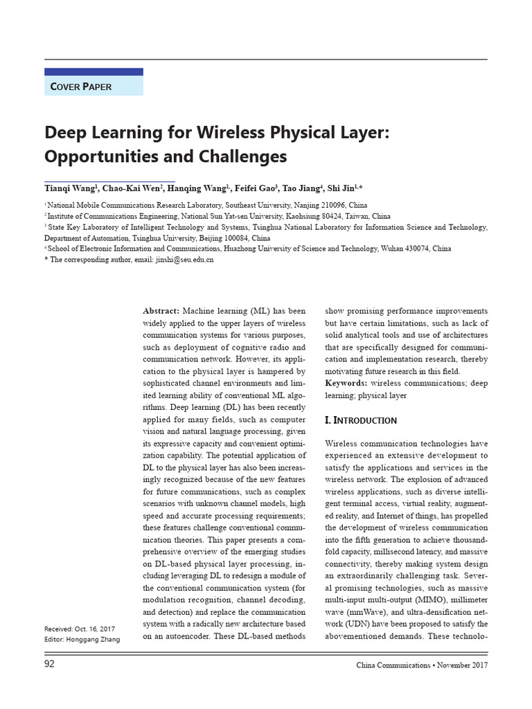 Deep Learning For Wireless Physical Layer | PDF | Artificial Neural Network | Deep Learning
