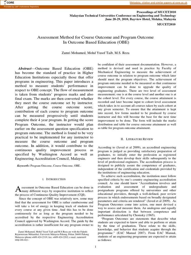procedure for course mapping | PDF