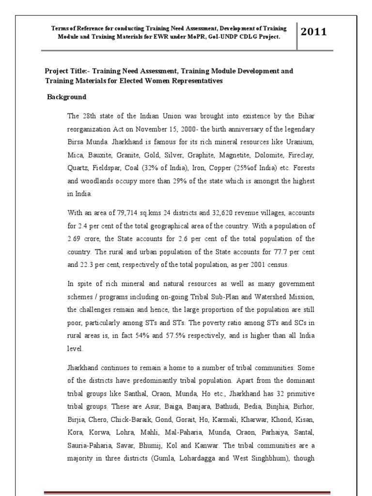 Terms of Reference For TNA and Module Development For EWRs | PDF ...