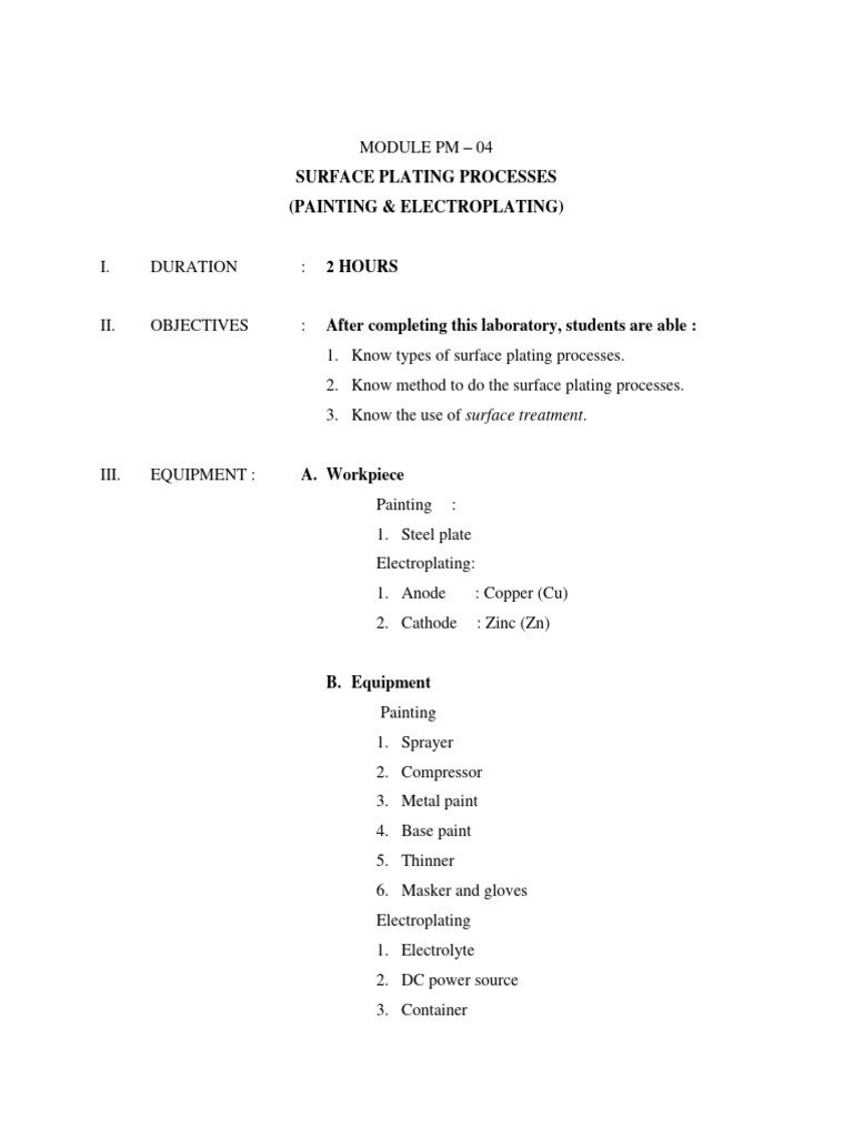 PM-04 Painting and Electroplating | PDF | Materials | Physical Sciences