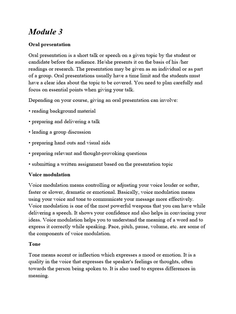 PC - Module 3 Handout | PDF | Public Speaking | Question