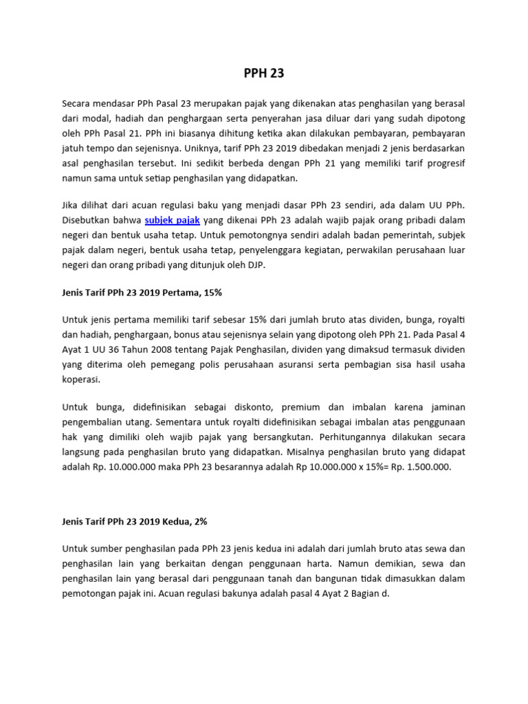 Tarif PPH | PDF