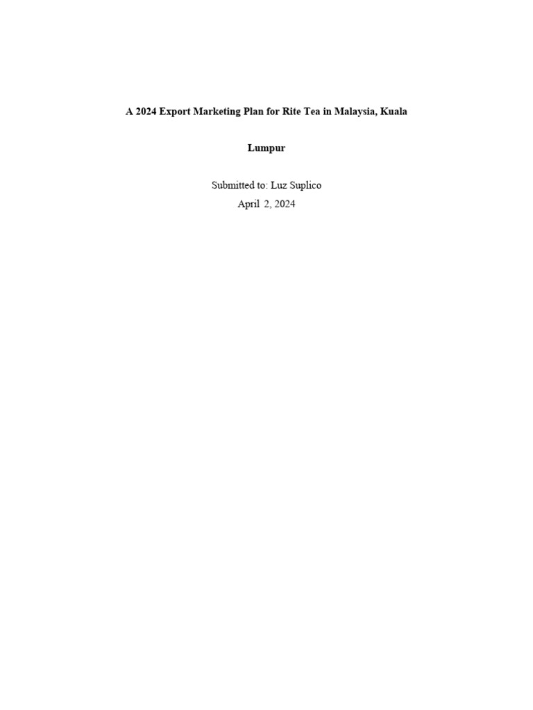 2024 Rite Tea Export Plan for Malaysia | PDF | Brand | Marketing
