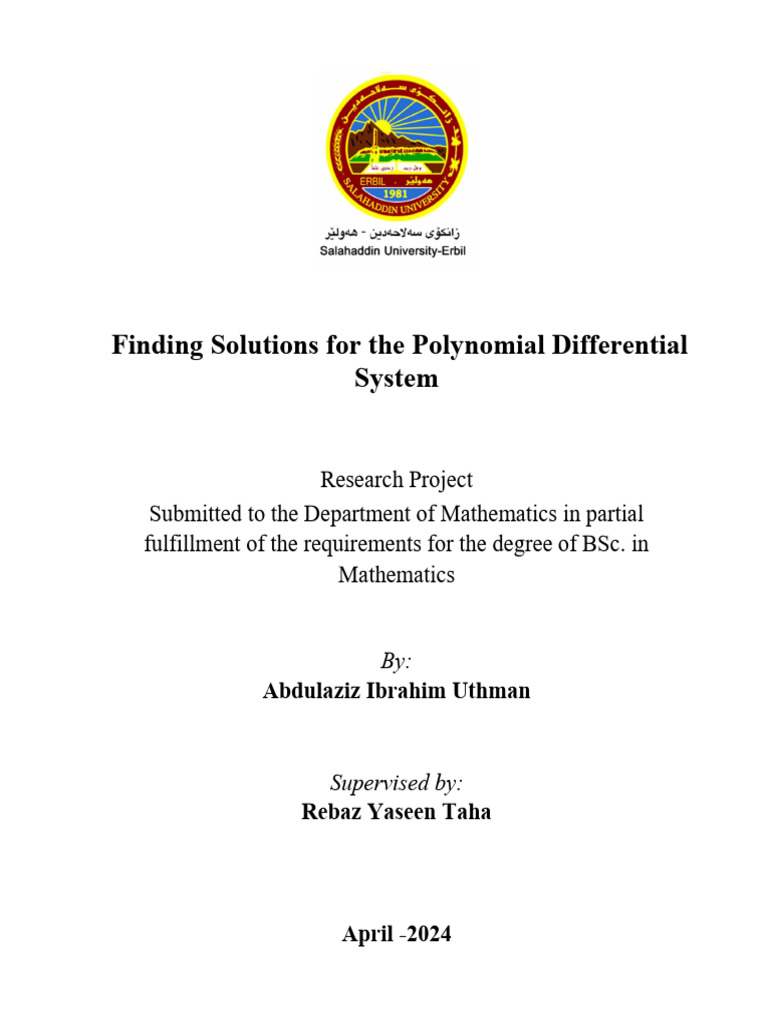 Finding Solution For The Polynomial Differential System - 1 | PDF ...