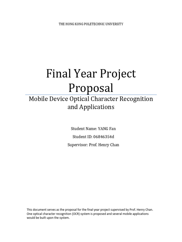 Cse Final Year Project Proposal PDF Free | PDF | Optical Character ... Cse Final Year Project Proposal PDF Free | PDF | Optical Character ...