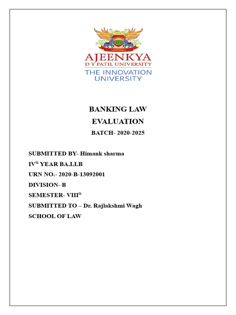 BANKING LAW - Himank Sharma | PDF | Reserve Bank Of India | Cryptocurrency