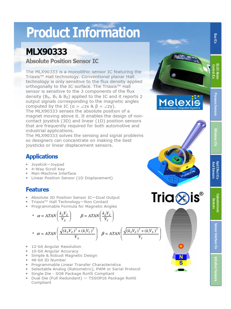 MLX90333 Absolute Position Sensor Product Flyer Melexis | PDF | Sensor ...