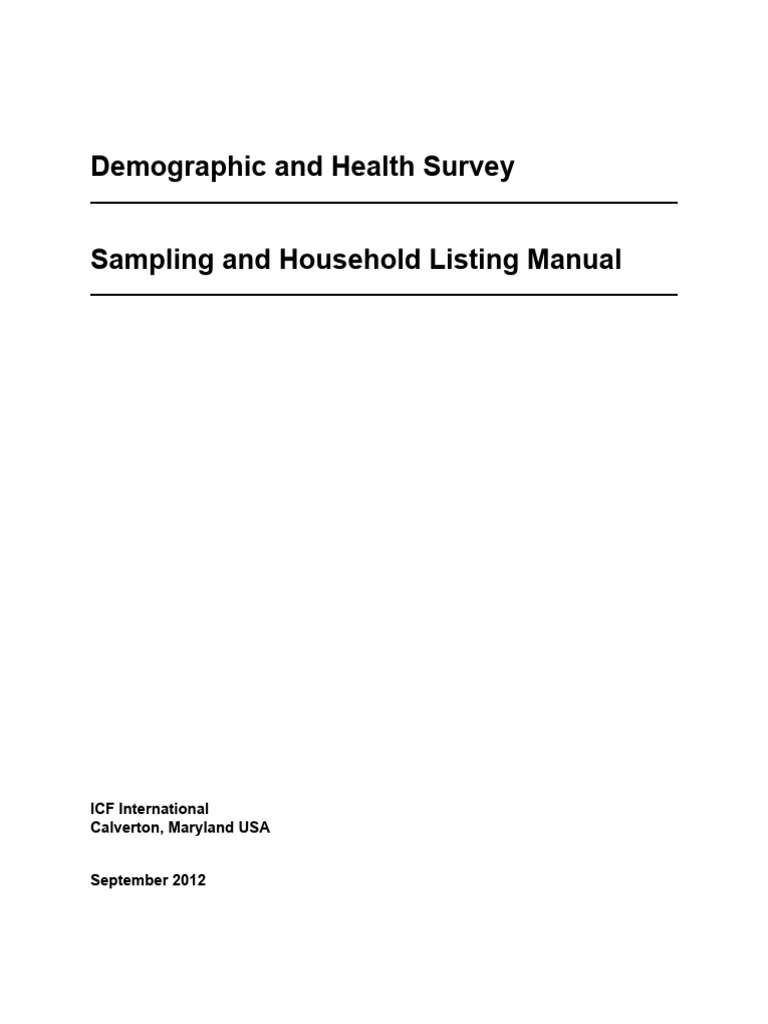 1 DHS6 - Sampling - Manual - Sept2012 - DHSM4 | PDF | Sampling (Statistics) | Survey Methodology
