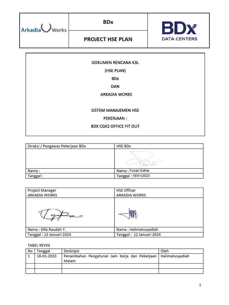 HSE Plan BDX CGK2 Rev 01 | PDF